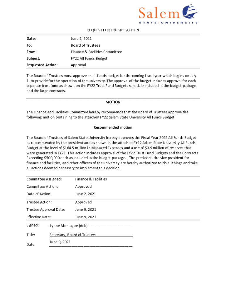 Fillable Online records salemstate GUIDANCE The essential trustee: what you need to know ...