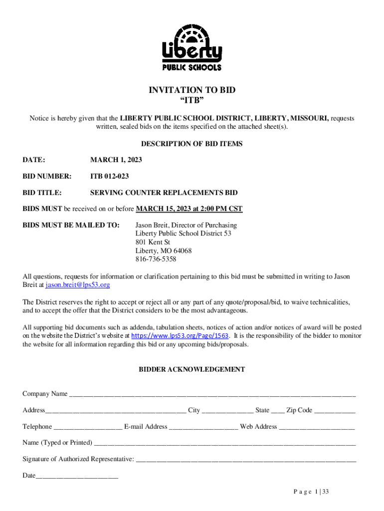 Fillable Online Request for Invitation to Bid (ITB) for Sewer Pipes ...