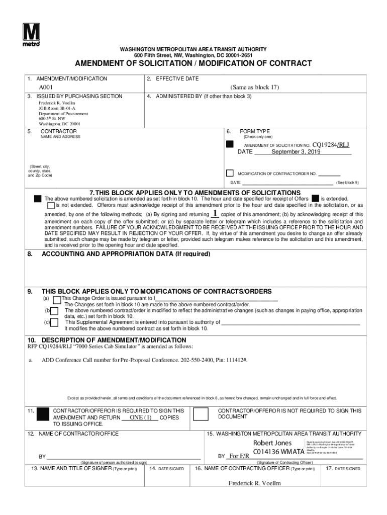 Fillable Online Amendment No. 001 Fax Email Print - pdfFiller