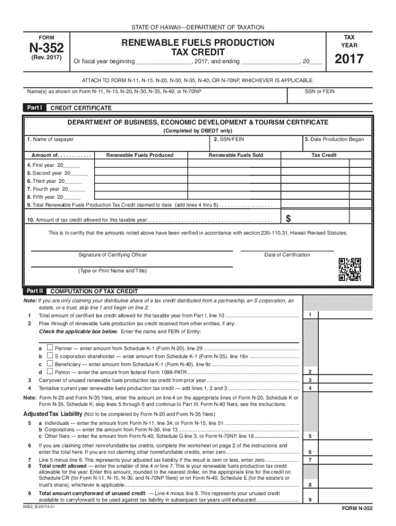 Fillable Online instructions for form n-352 renewable fuels production ...