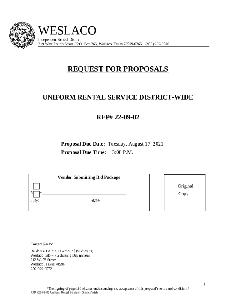 RFP No. 18-19-06 REQUEST FOR PROPOSAL Doc Template | pdfFiller