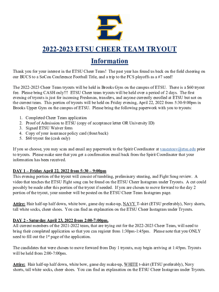 Fillable Online ETSU Cheer team tryout application 22-23.docx Fax Email ...