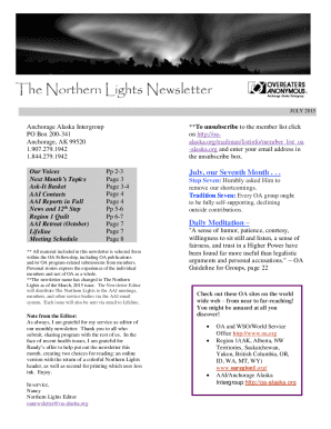 Fillable Online Newsletter. The Northern Lights Newsletter Fax Email Print - pdfFiller