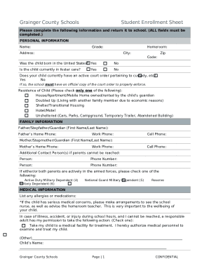 Grainger County Schools Student Enrollment ( ... Doc Template | pdfFiller