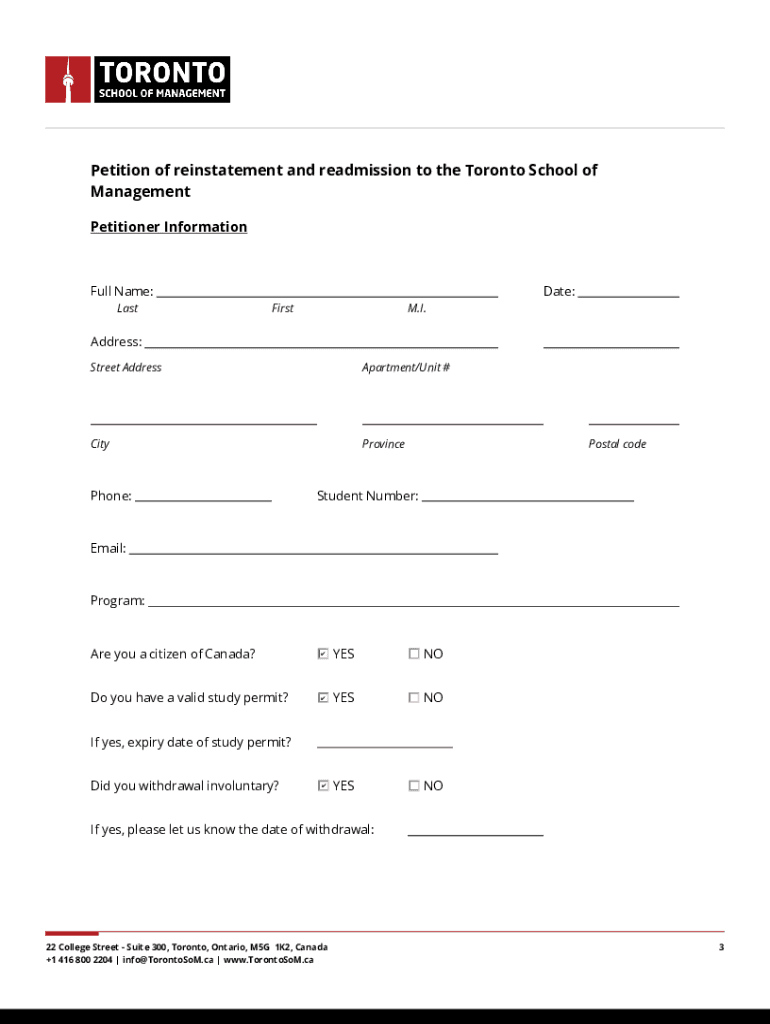 Fillable Online Request for Reinstatement Procedure - ProCom Academic ... Fax Email Print ...
