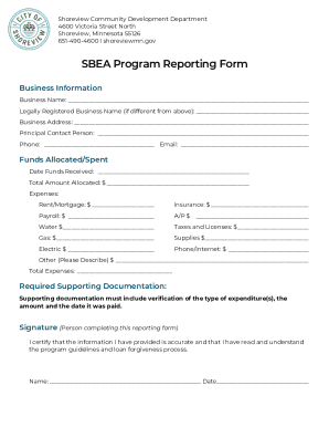 Fillable Online SBEA Program Reporting Form Fax Email Print - pdfFiller