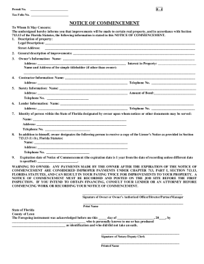 Fillable Online cms leoncountyfl Instructions for Completion and Recording of Notice of ... Fax ...
