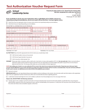Fillable Online Test Authorization Voucher Request Form Fax Email Print ...