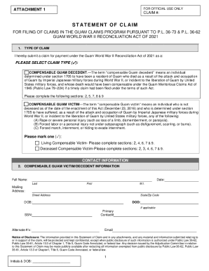 Fillable Online doa guam Guam World War II War Claims: A Legislative ...