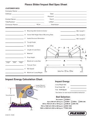 Fillable Online Flexco Slider/Impact Bed Spec Sheet Impact Energy ...