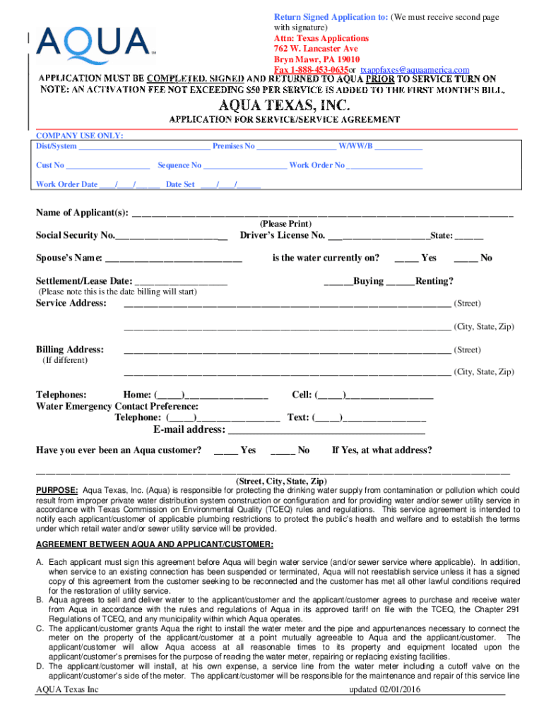 Fillable Online Texas Aqua Application - Fill Online, Printable, Fillable, Blank Fax Email Print ...