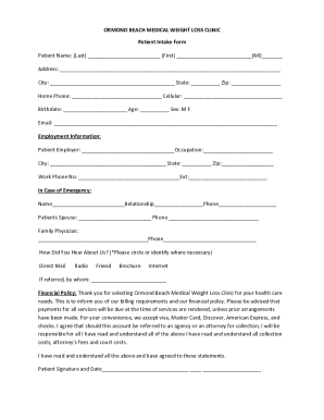 Fillable Online Surgical Weight Loss Specialists New Patient Intake ...