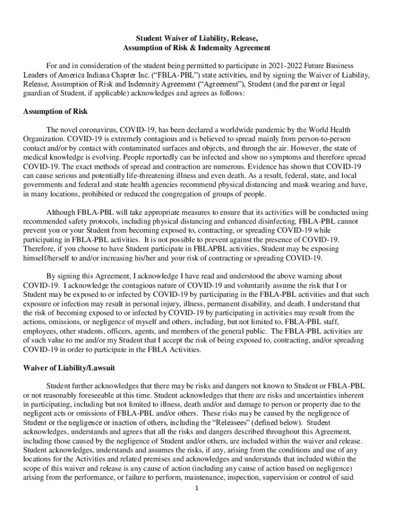 Fillable Online assumption of risk, release and waiver of liability and ...