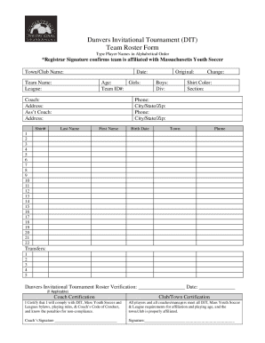 Fillable Online DIT Forms/Documents DownloadsDanvers Youth Soccer Fax ...