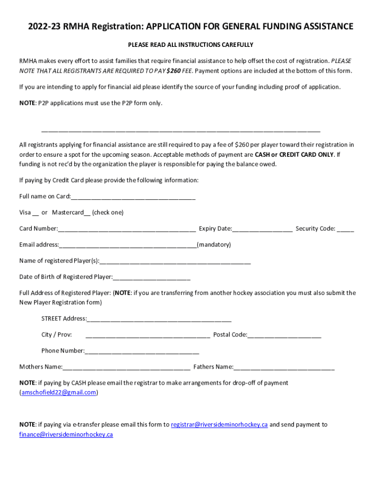 Fillable Online 2022-23 RMHA Registration: APPLICATION FOR ... Fax ...