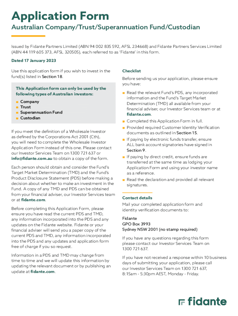 Fillable Online Application Form Individual/Joint Investor/Sole Trader Fax Email Print - pdfFiller