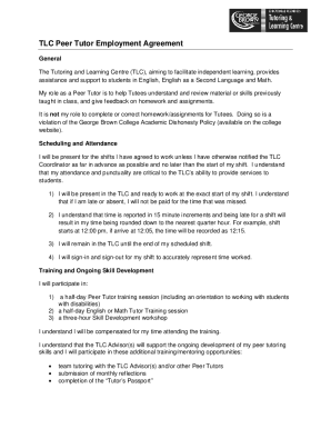 Fillable Online TLC Peer Tutor Employment Agreement Fax Email Print ...
