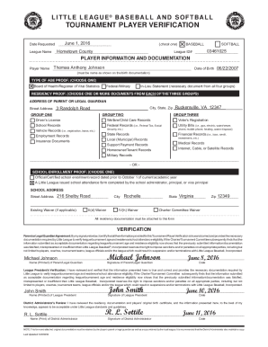 Fillable Online Tournament Player Verification Form Fax Email Print - pdfFiller