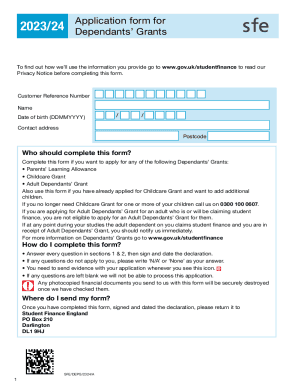 Fillable Online Application form for Dependants Grants - 2023/24 Fax Email Print - pdfFiller