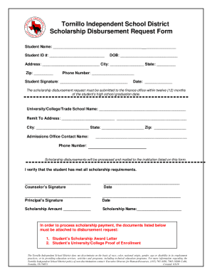 Fillable Online Scholarship Disbursement Request Form. ... Fax Email Print - pdfFiller