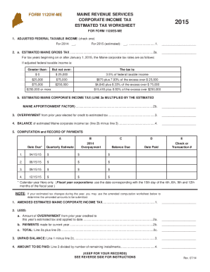 Fillable Online 151120W.indd. Worksheet for calculating estimated tax ...