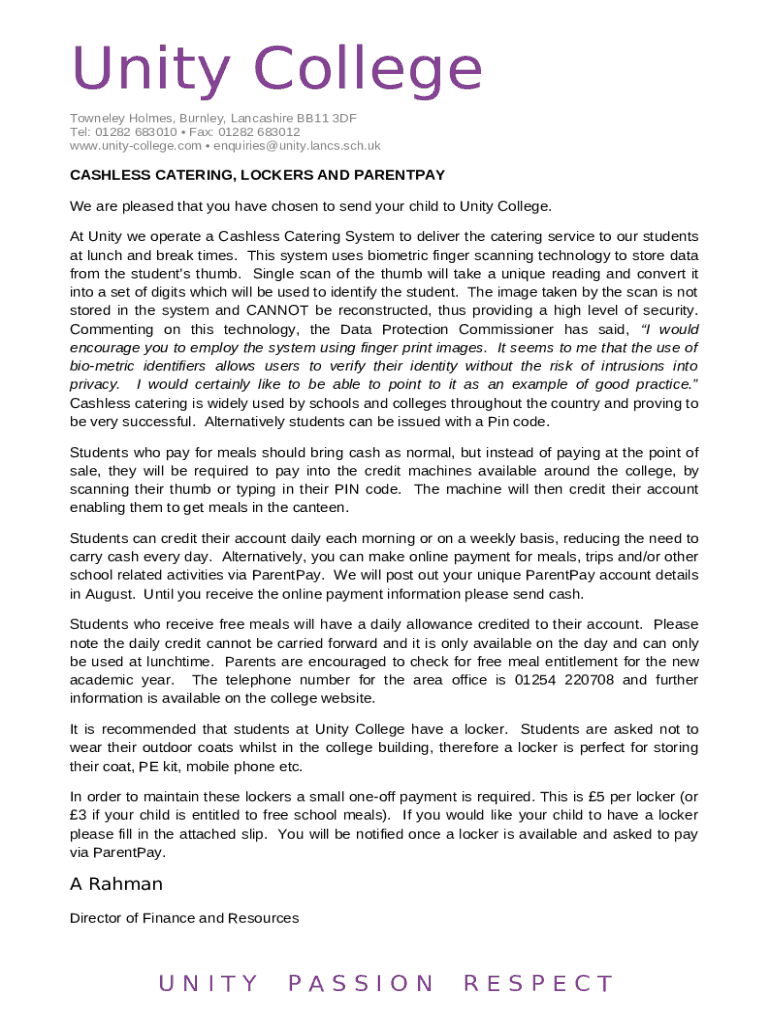 Unity College Towneley Holmes, Burnley, Lancashire ... Doc Template ...