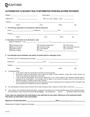 Fillable Online - authorization to request health information from non ...