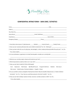 Fillable Online Holistic Skincare Client Intake Form Date: Name Fax ...