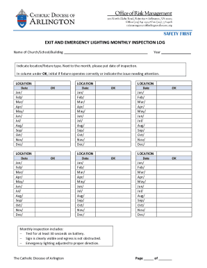 Fillable Online exit and emergency lighting monthly inspection log Fax ...