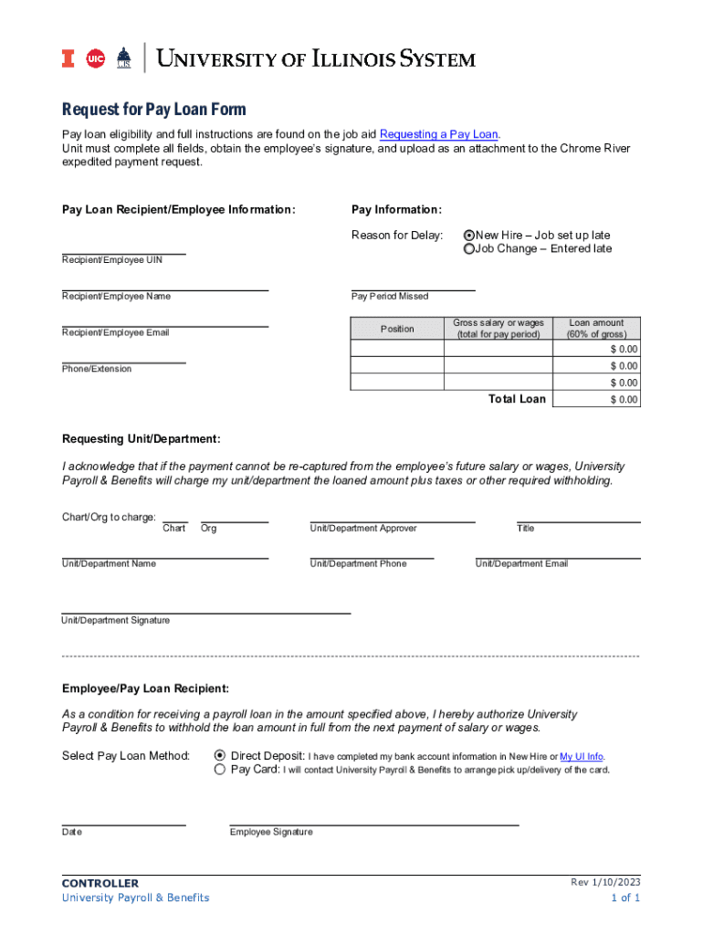 Fillable Online Request for Pay Loan Form. Pay Loan Request Form Fax Email Print - pdfFiller