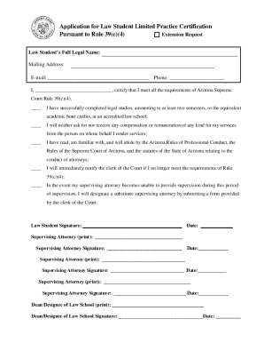 Fillable Online law asu Rule 39 Certified Limited Practice Student ...