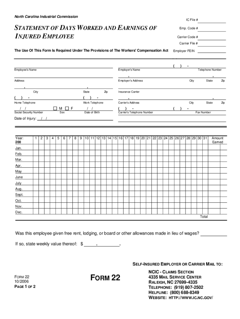 Fillable Online WORKERS' COMPENSATION FORMS 11 NCAC 23L . ... Fax Email ...