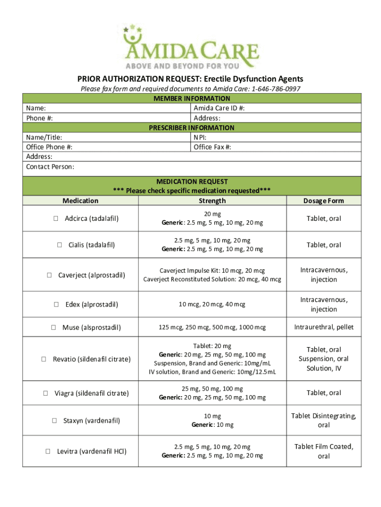Fillable Online Impotence Agents Prior Authorization Request Form (Page 1 ... Fax Email Print ...