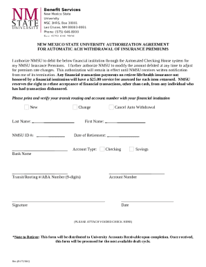 Automated Clearing House - ACH Authorization - hr nmsu Doc Template ...