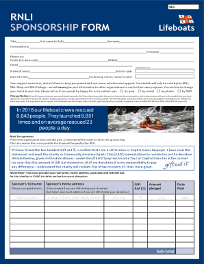 Fillable Online Donate to the RNLI and help save lives at sea Fax Email ...