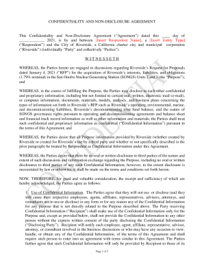 Fillable Online This Confidentiality and Non-Disclosure Agreement ...