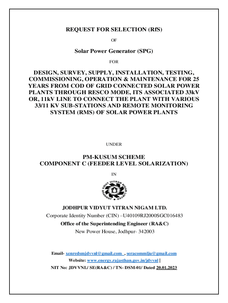 Fillable Online Request for selection (rfs)Tenders & Quotations Fax ...