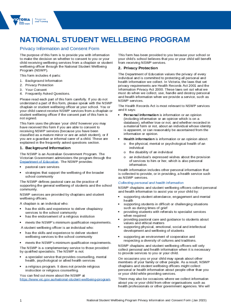 National Student Wellbeing Program - Victorian Government Doc Template | pdfFiller