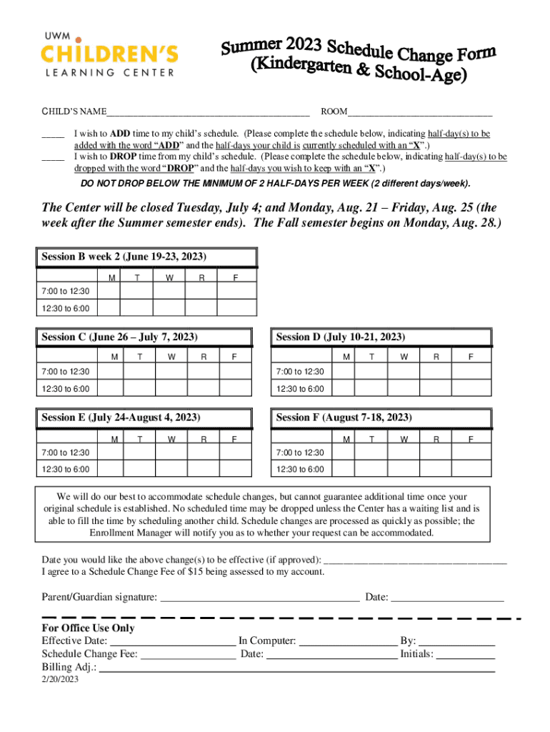 Fillable Online Intersession M95 Availability/Work Schedule form Fax Email Print - pdfFiller