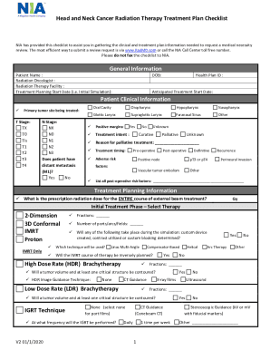 Fillable Online Head and Neck Cancer Radiation Therapy Treatment Plan ...