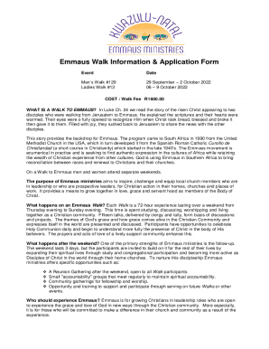 Fillable Online What is the Walk to Emmaus / Emmaus Walk, and is it ...