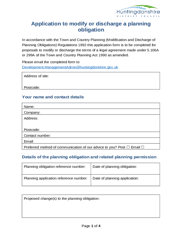 Application to Modify or Discharge a Planning ... Doc Template | pdfFiller