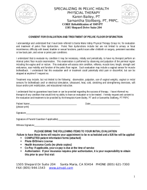 consent for evaluation and treatment of pelvic floor ... Doc Template | pdfFiller