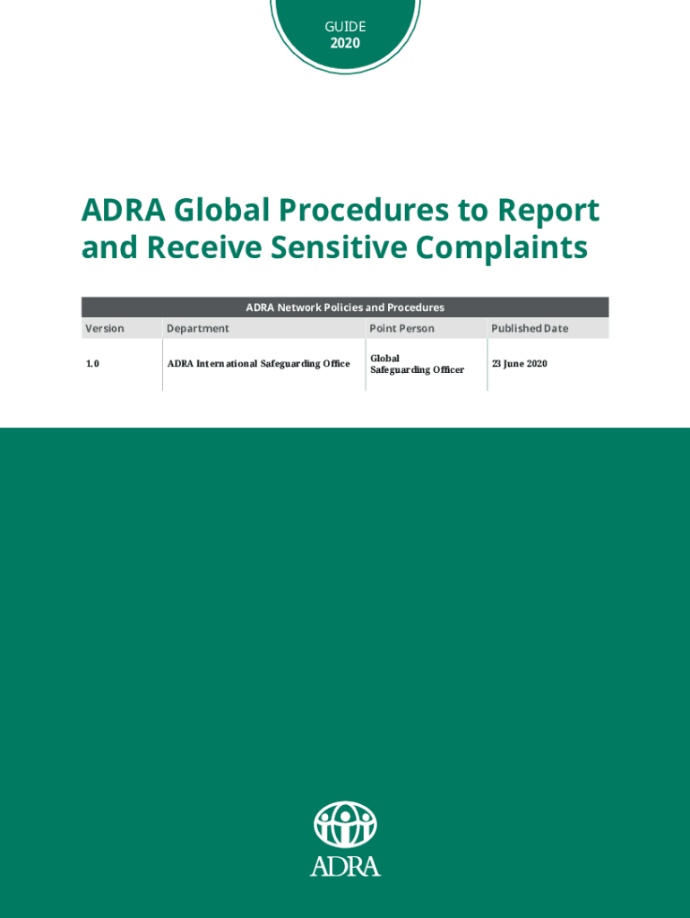 Fillable Online ADRA Global Procedures to Report and Receive Sensitive ...