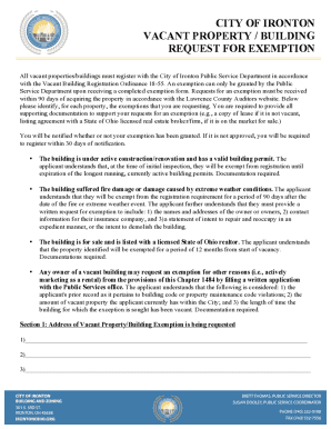 Fillable Online Vacant Property Exemption Request Form Fax Email Print - pdfFiller