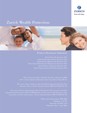 Fillable Online 2003 Zurich Wealth Protection Product Disclosure ...