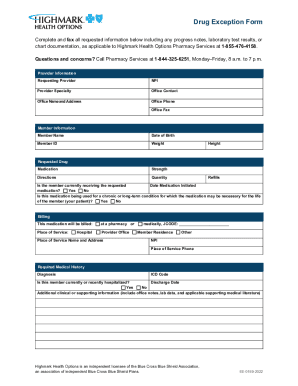 Fillable Online Drug Exception Form Fax Email Print - pdfFiller
