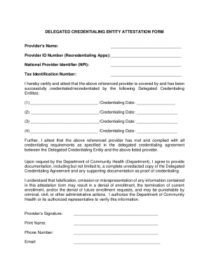 Fillable Online DELEGATED CREDENTIALING ENTITY ATTESTATION FORM ... Fax ...