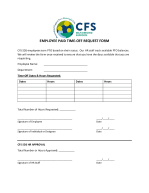 Fillable Online EMPLOYEE PAID TIME-OFF REQUEST FORM Fax Email Print ...