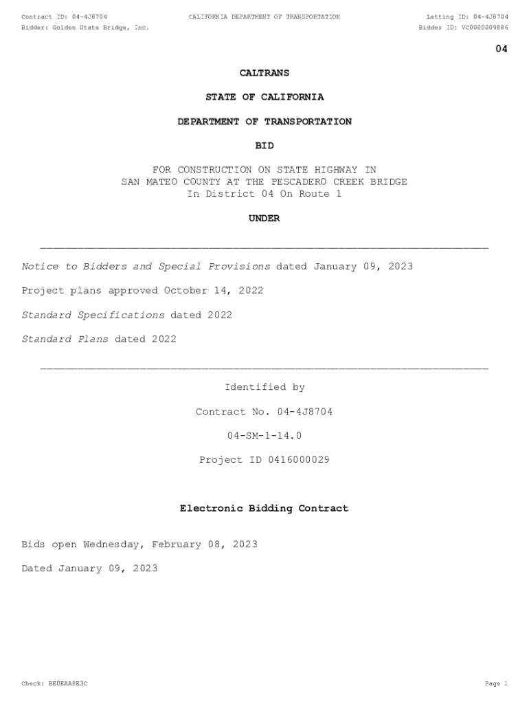 Fillable Online Bid Results - Caltrans - CA.gov Fax Email Print - pdfFiller